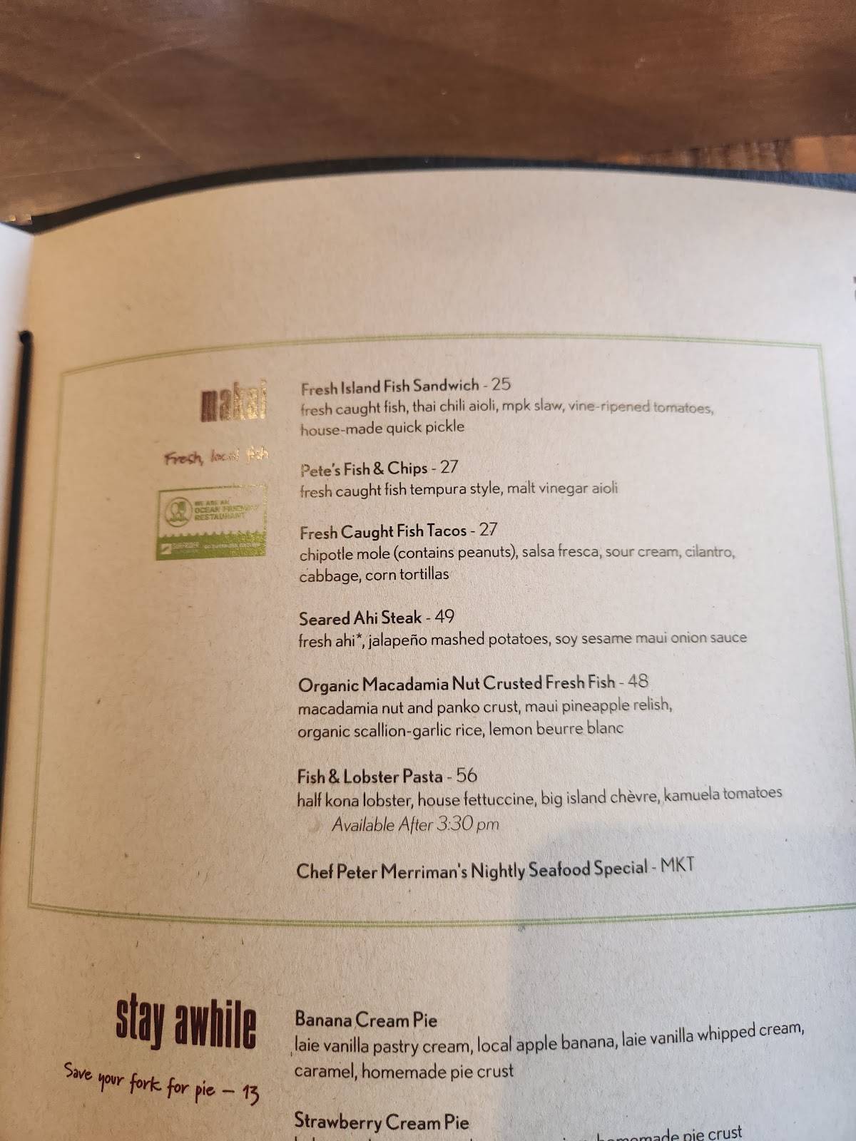 Menu at Monkeypod Kitchen - Waikiki pub & bar, Honolulu