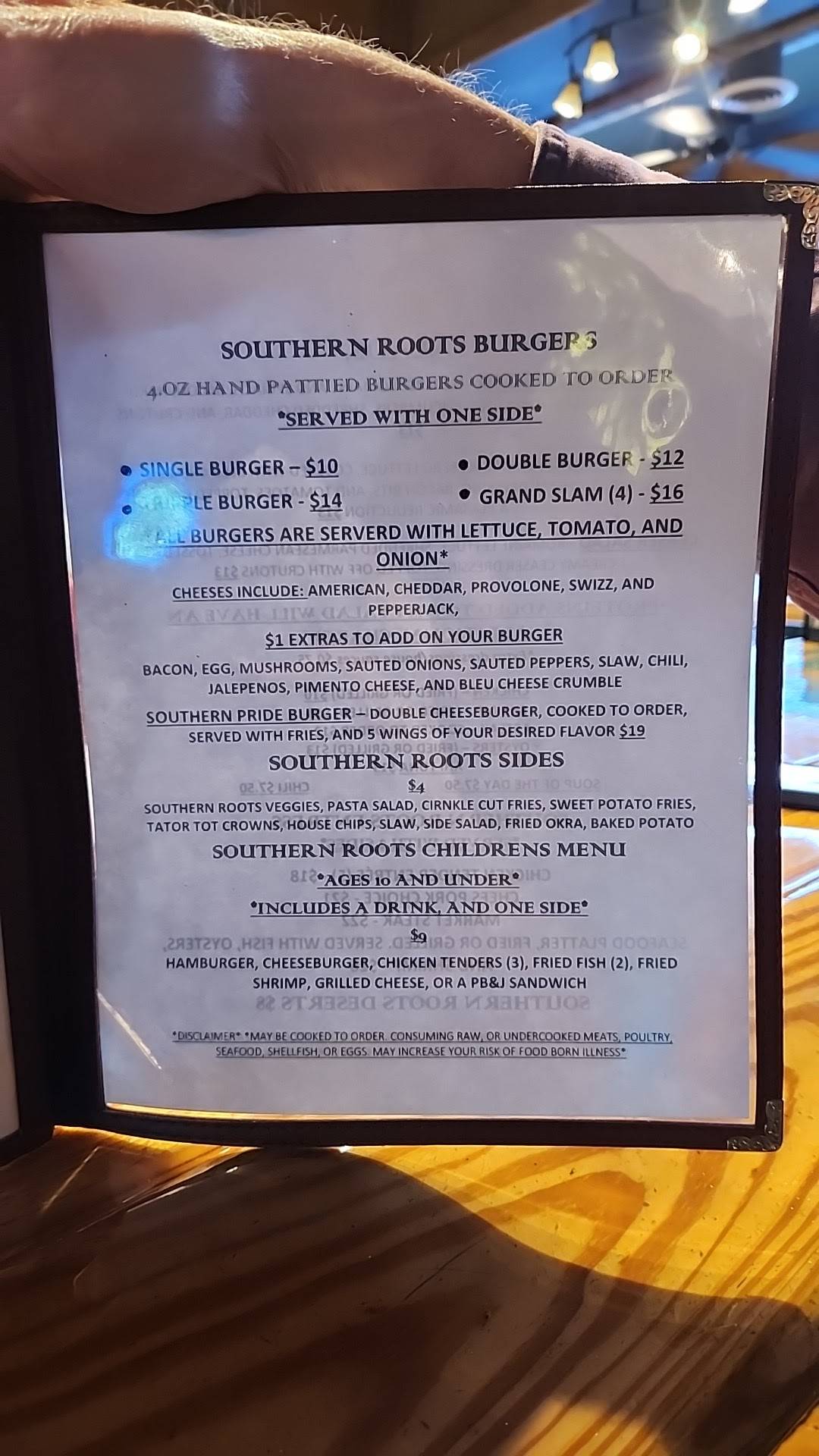 Menu at Southern Roots Bar & Grille, Monroe