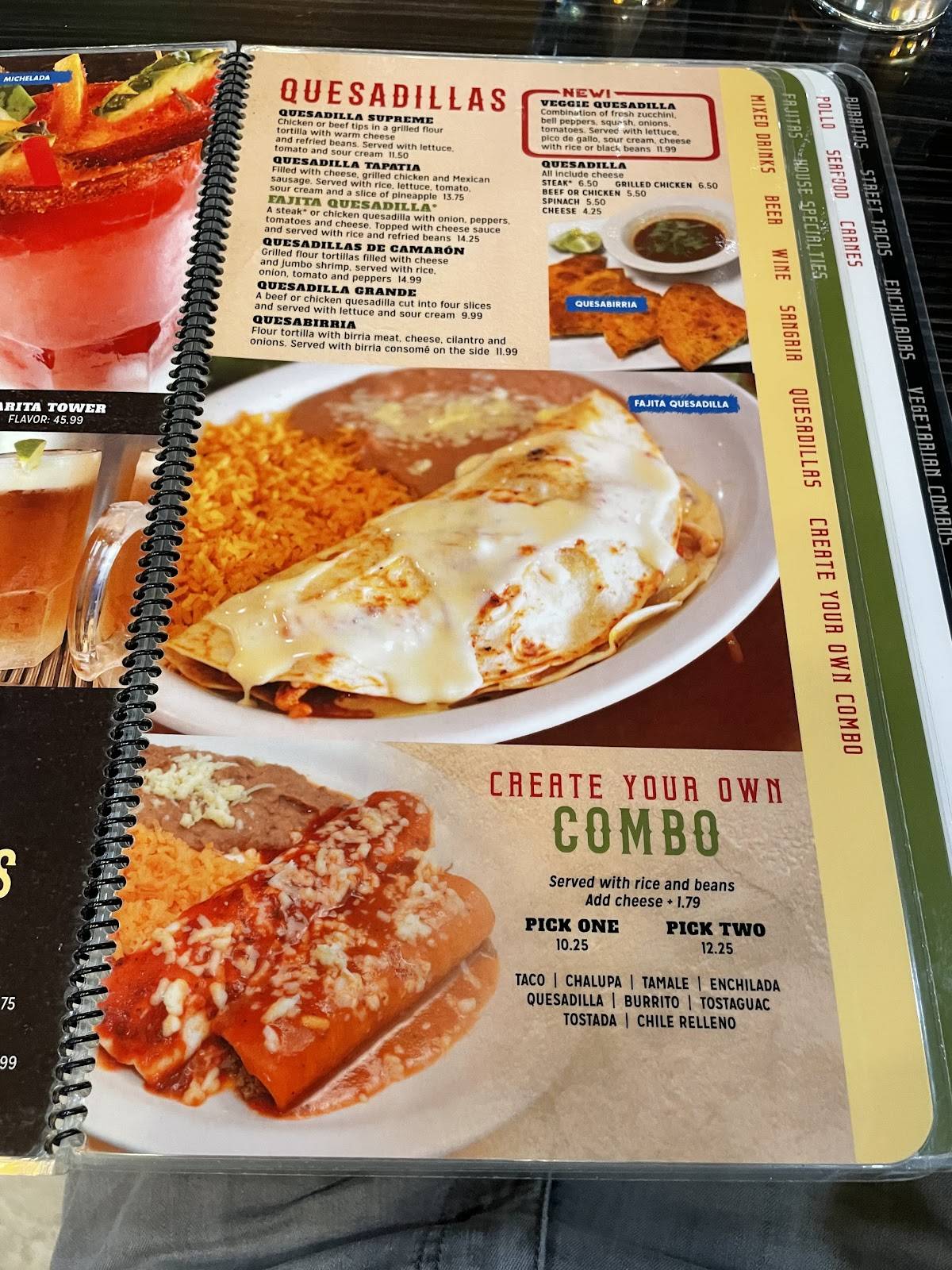 Menu at Tres Amigos restaurant, Monroe