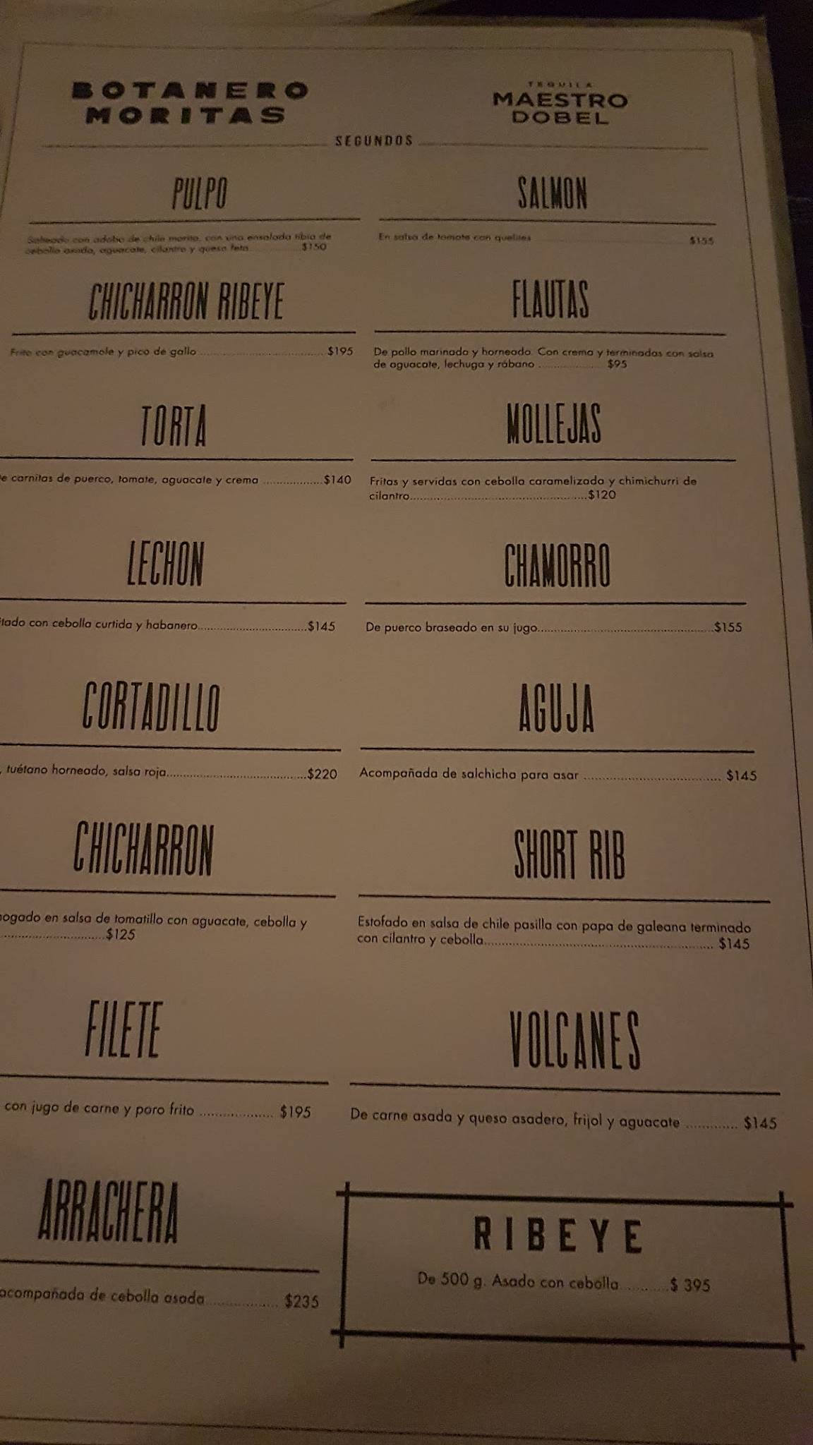 Carta del pub y bar Botanero Moritas, Monterrey, Juan Ignacio Ramón 852 ...