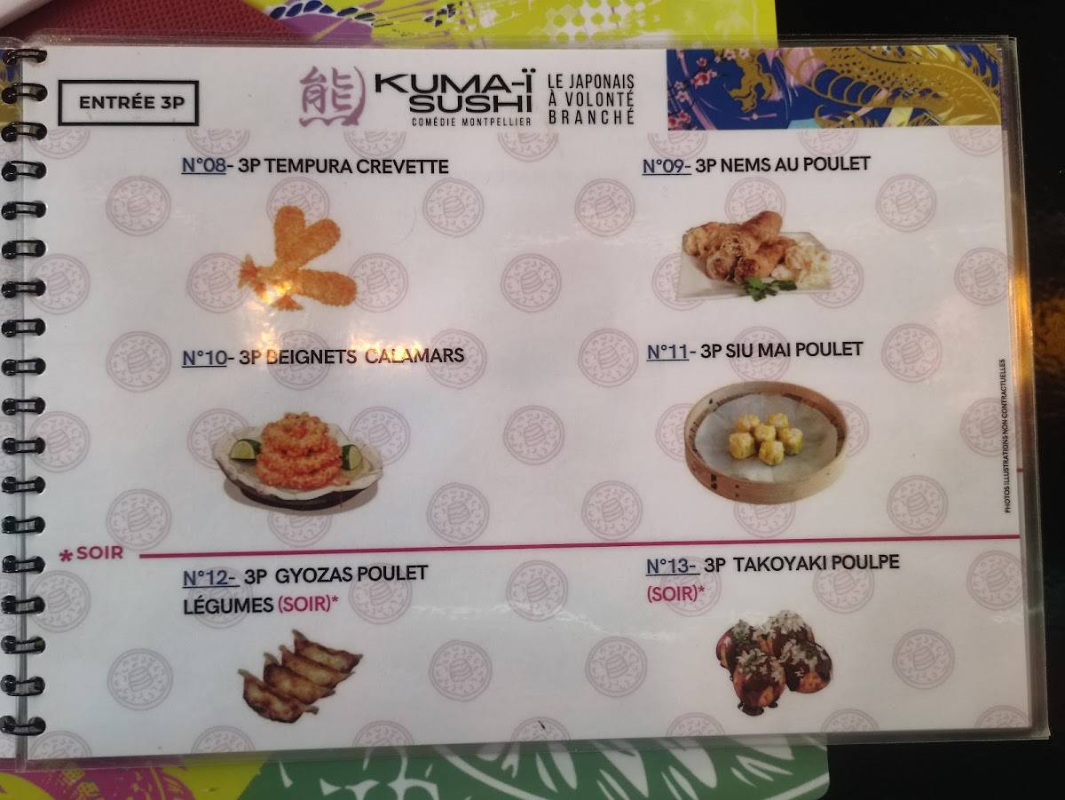 Menu au KUMA-Ï SUSHI JAPONAIS A VOLONTÉ MONTPELLIER restaurant, Montpellier
