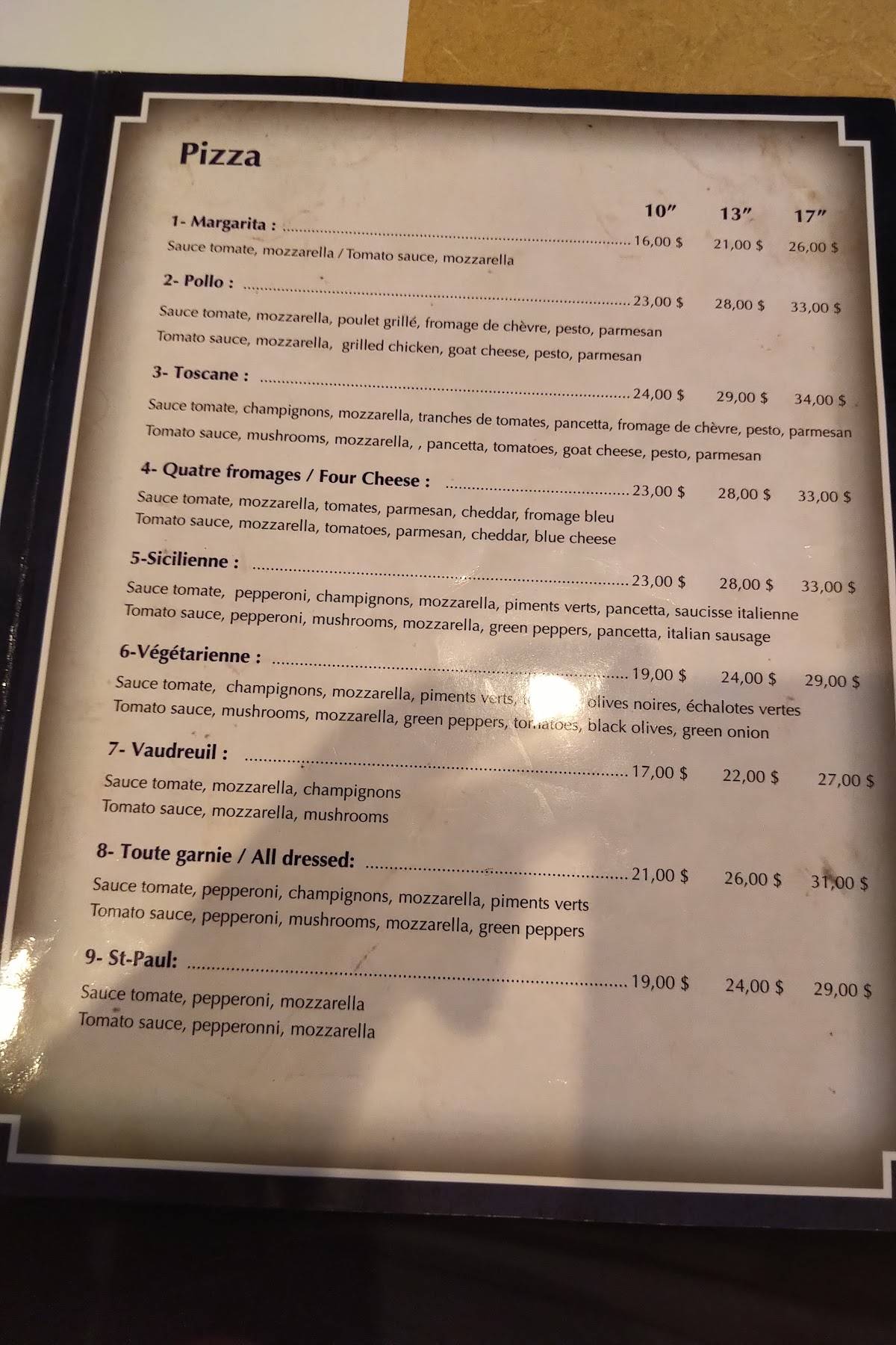 Menu at Restaurant Papillon, Montréal, 85 Rue Saint-Paul E