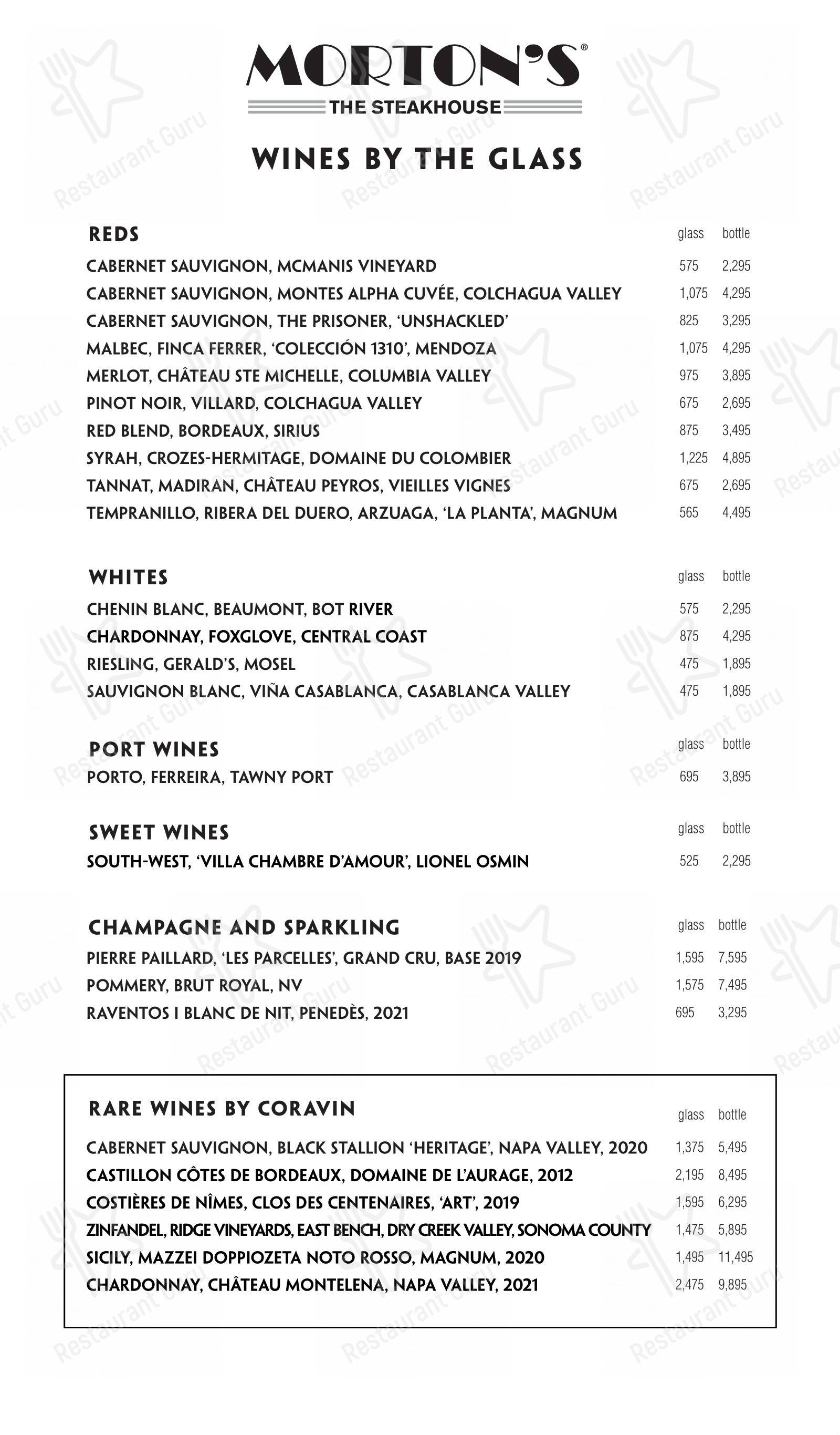 Menu at Morton's The Steakhouse, Taguig
