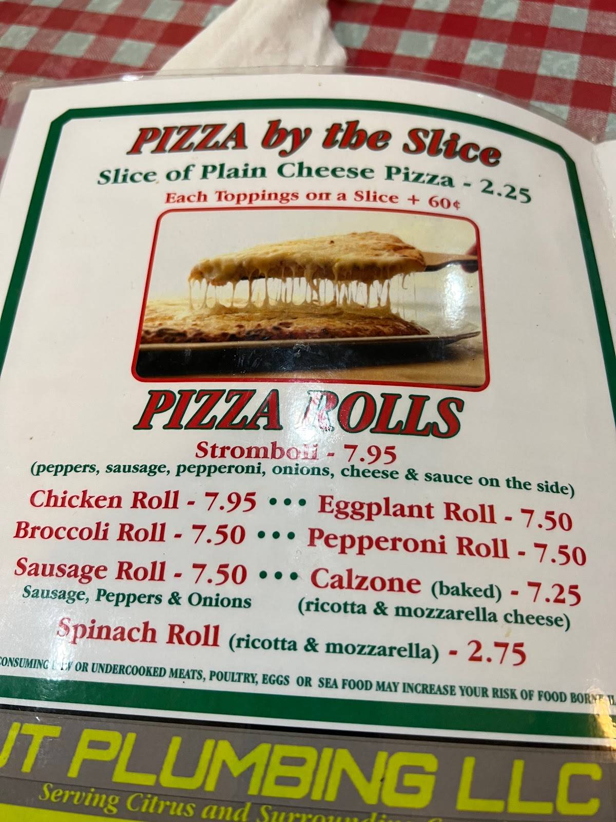 Menu at Moschello's II pizzeria, Citrus Springs