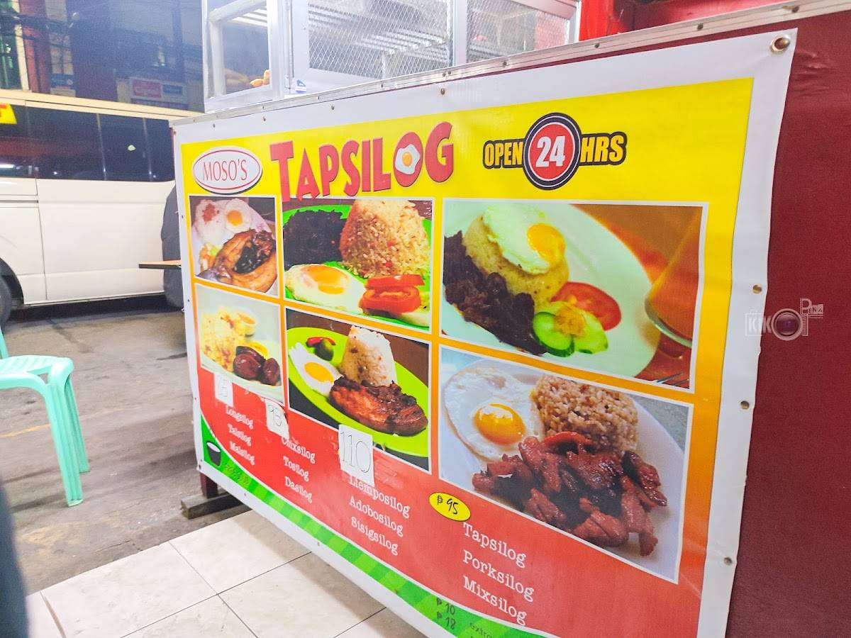 Menu at Moso's Tapsilog restaurant, Manila