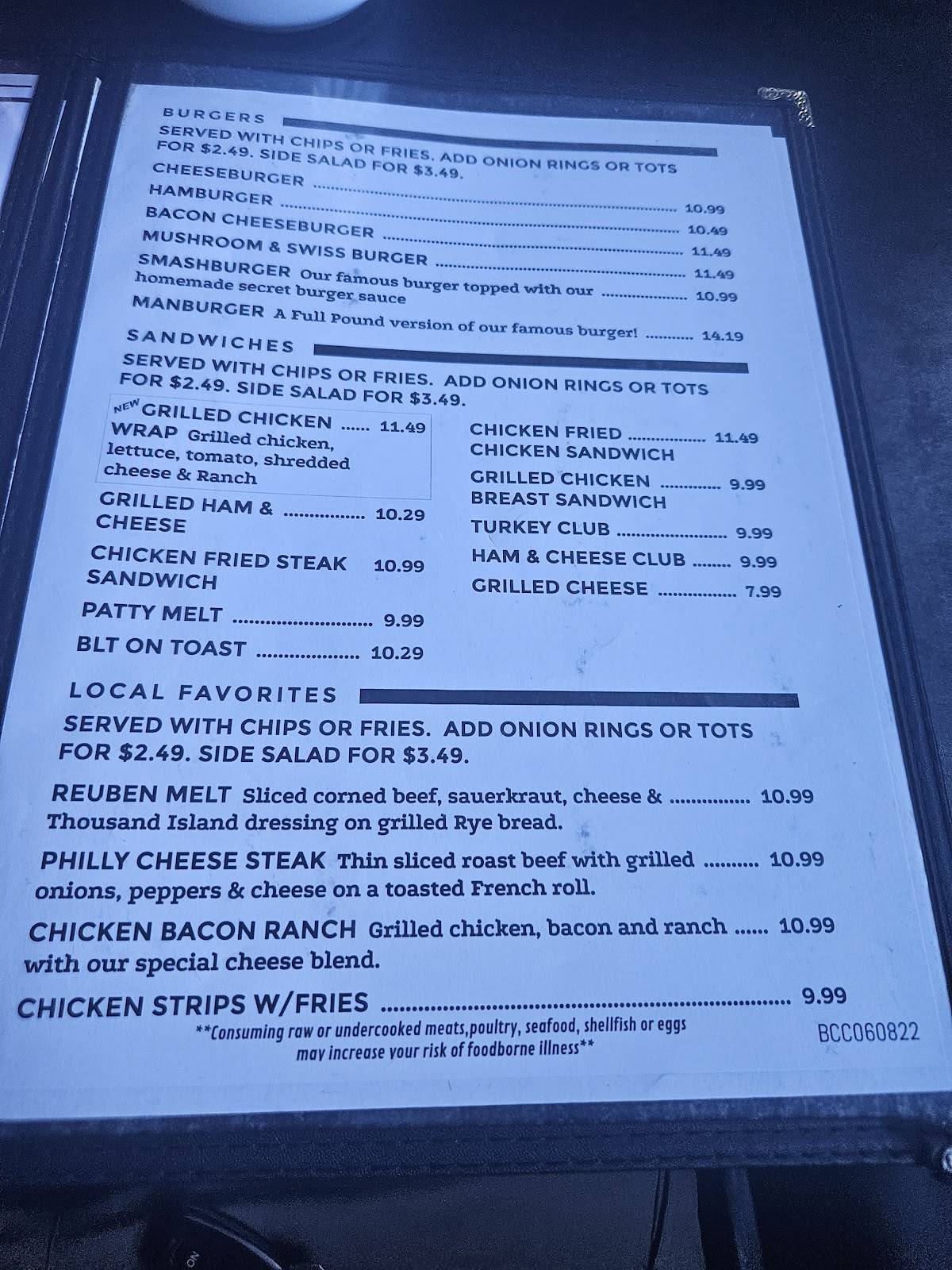 Menu at Brenda's Cafe, Mountain Home, US-62