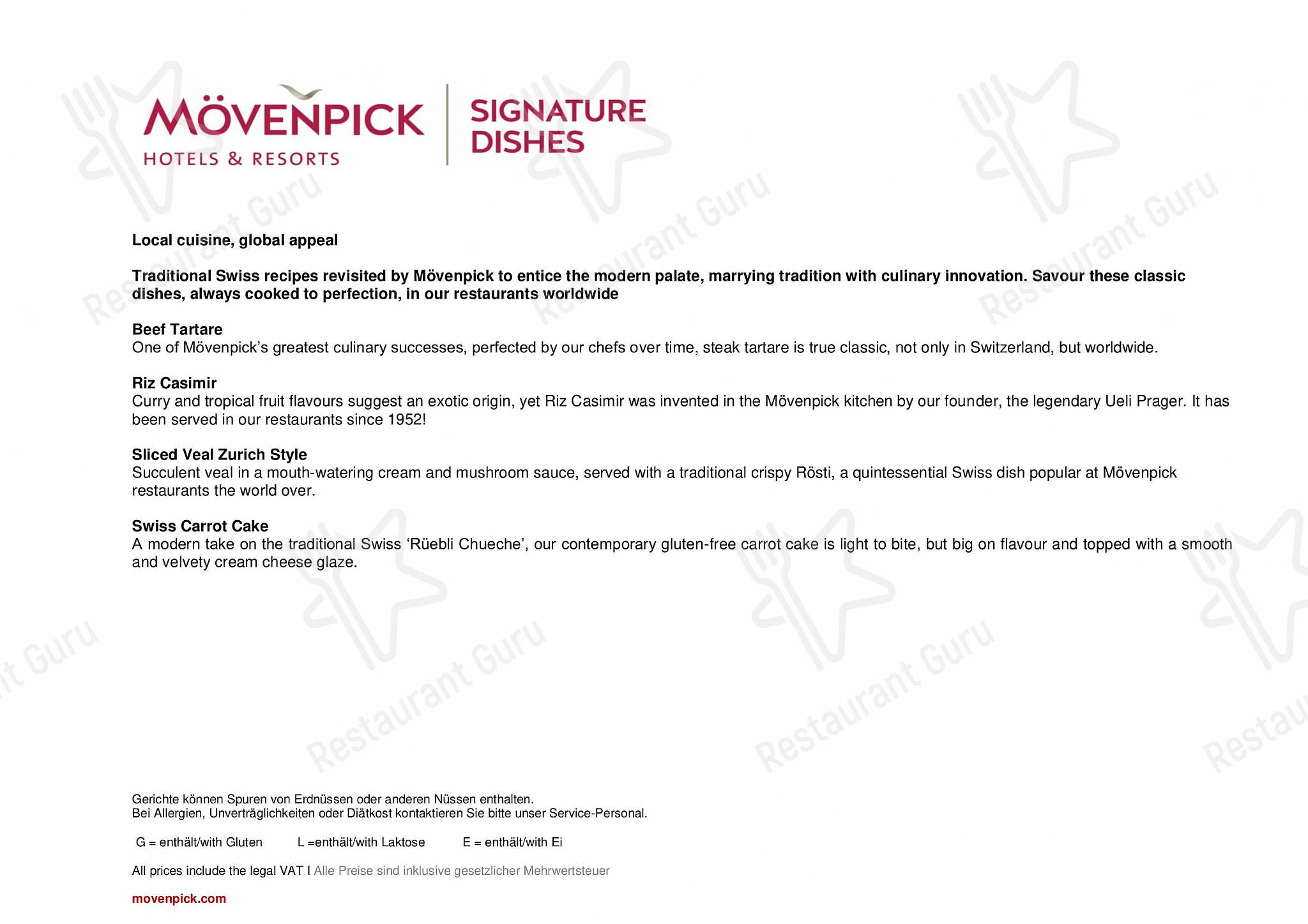 Speisekarte von Mövenpick Restaurant Egerkingen, Egerkingen ...