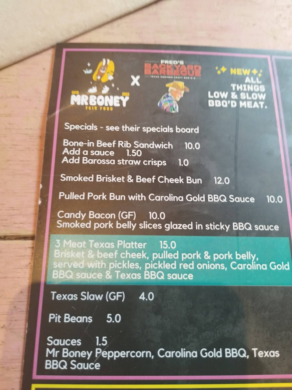 Menu at Mr Boney BBQ, Edinburgh