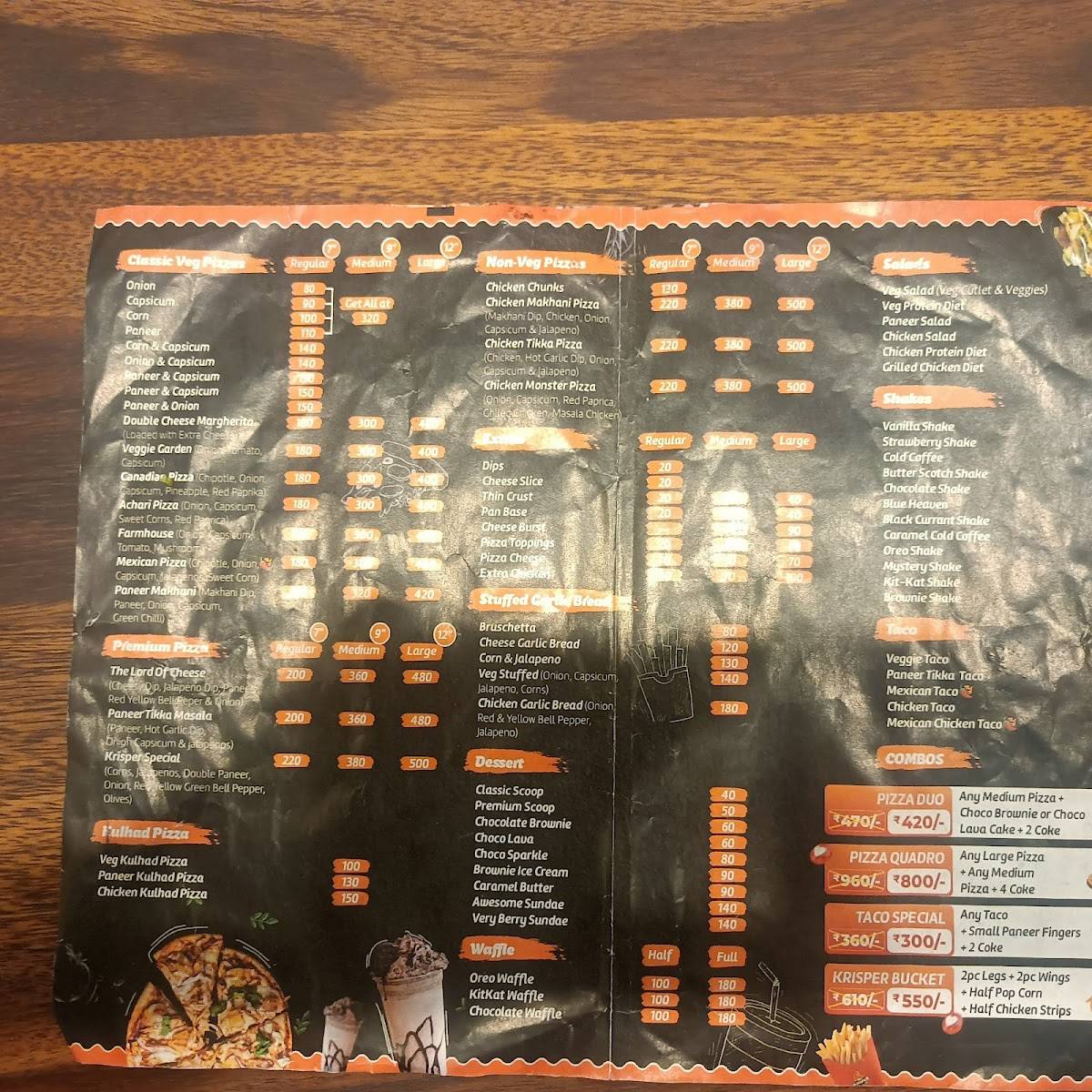 Menu at Cafe Crust, Malerkotla
