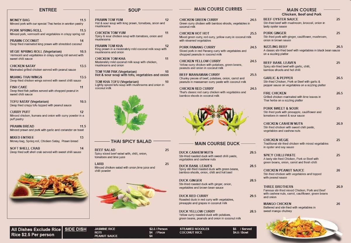 Menu at Muang Thai Pukekohe Restaurant, Pukekohe