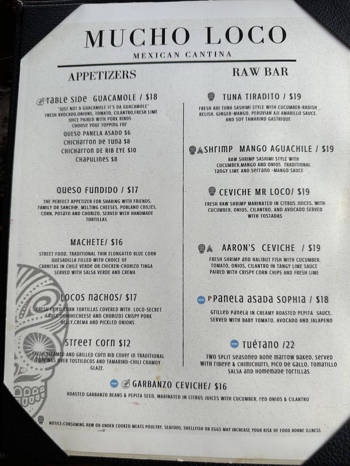 Menu at Mucho Loco Mexican Cantina pub & bar, Las Vegas, S Fort Apache Rd