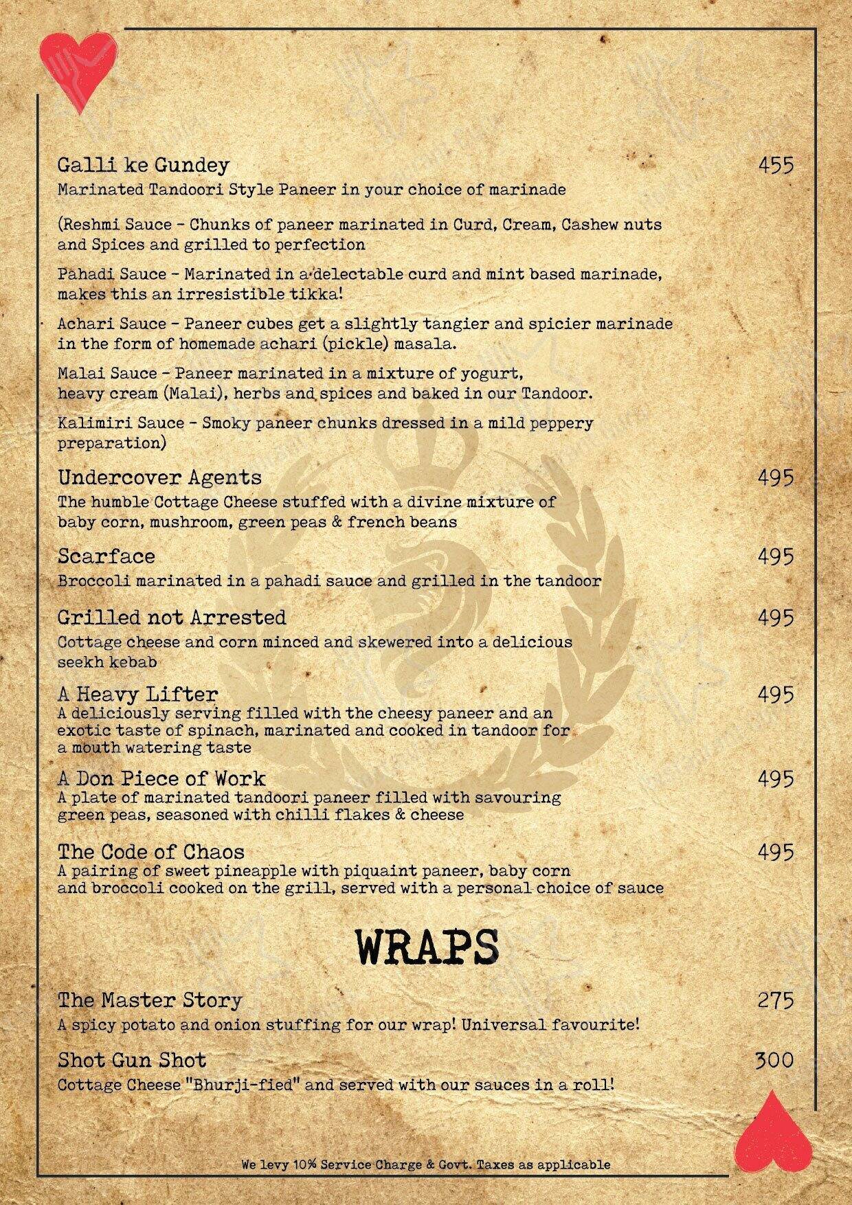 Menu at The Bombay Cartel, Mumbai, Level 2