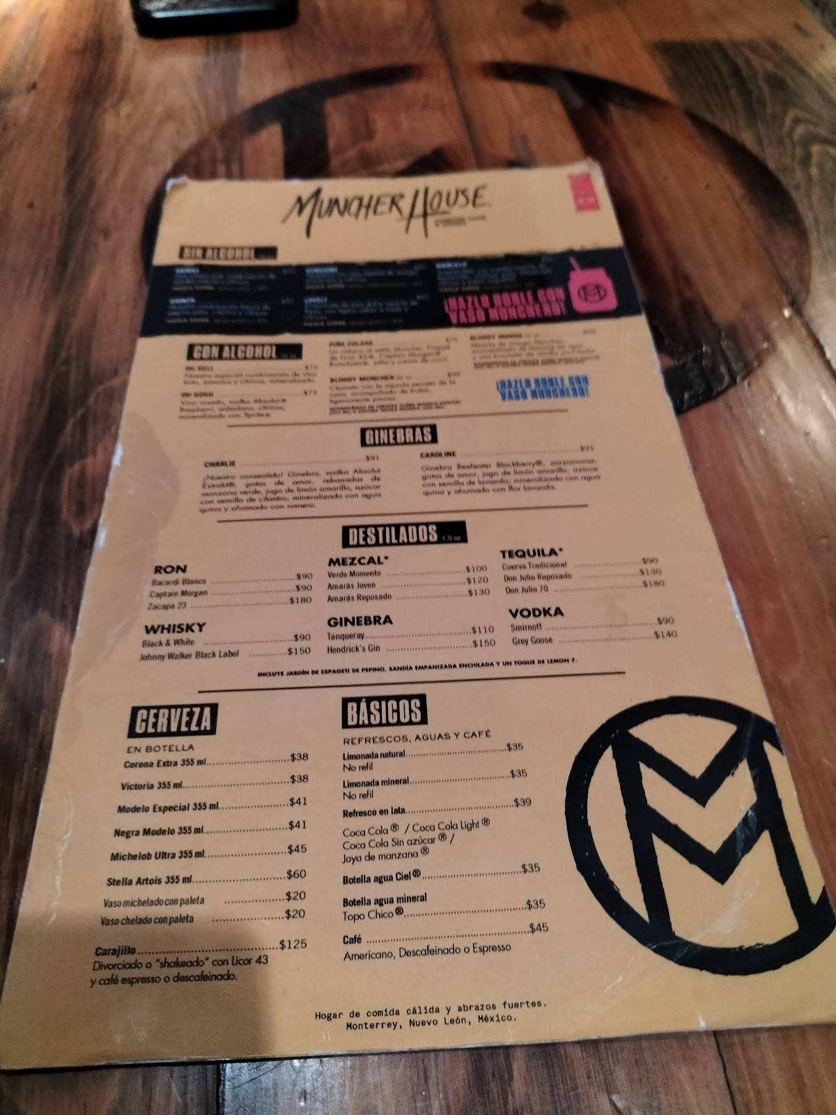 Carta del restaurante Muncher House San Jerónimo, Monterrey, Blvd ...
