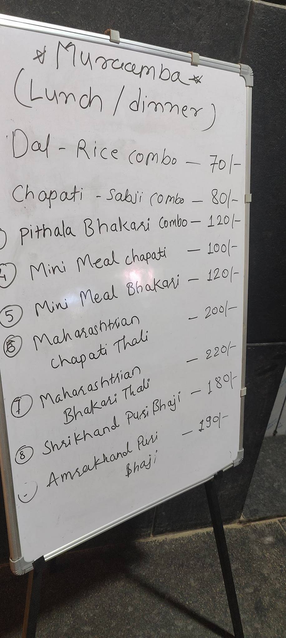 Menu at Muraamba-The Marathi kitchen, Bengaluru