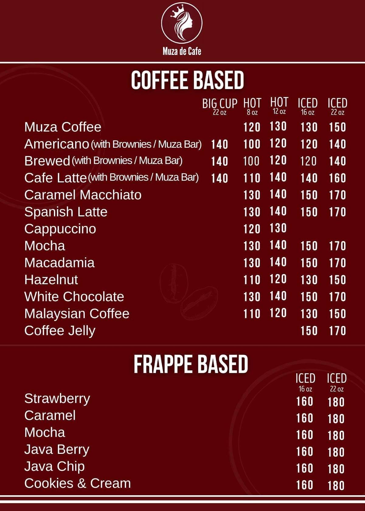 Menu at Muza De Cafe & Restaurant, Concepcion, 8MF5+F9