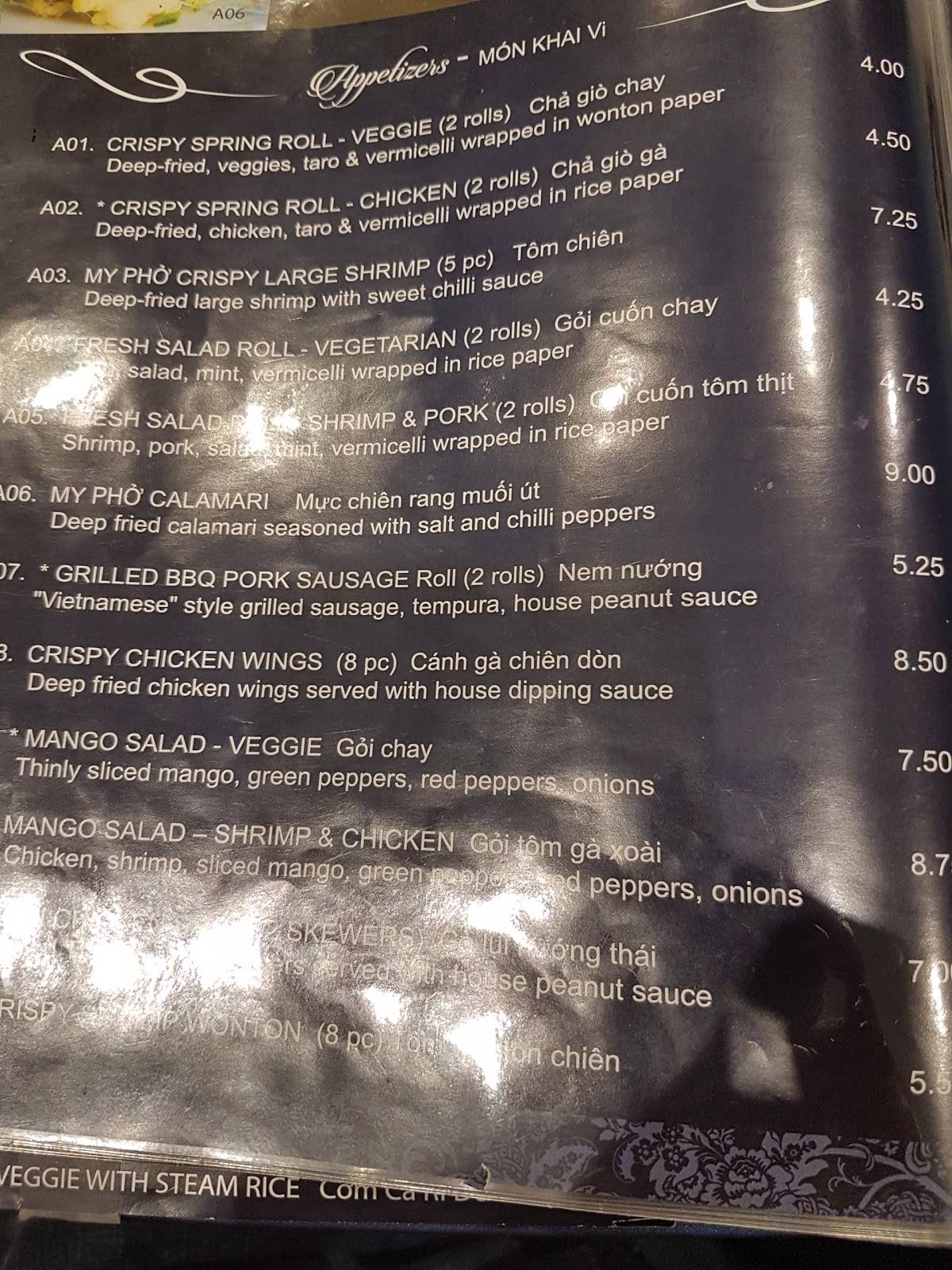 Menu at My Pho Vietnamese & Thai Restaurant, Mississauga, 660 Eglinton ...