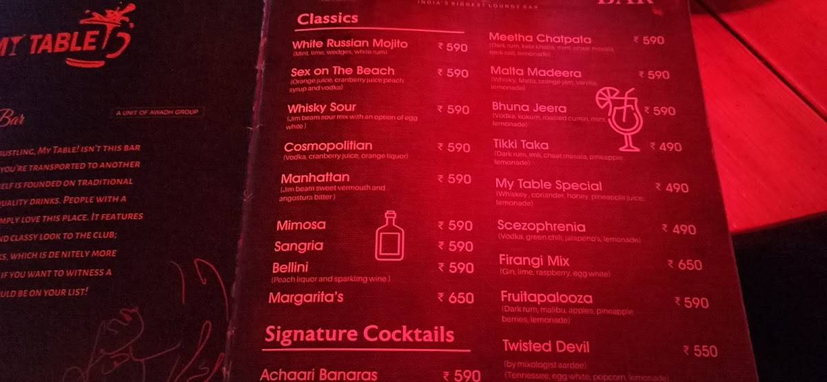 Menu at My Table, Varanasi