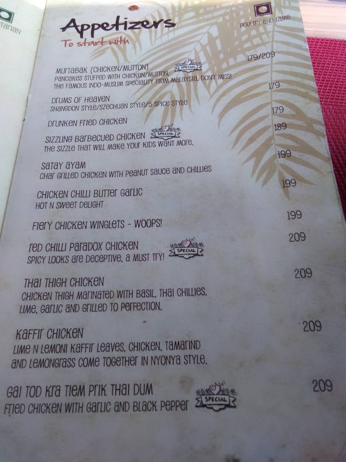 Menu at NOMNOM THE THAINESE CUISINE, Kolkata, NALBAL FOOD PARK