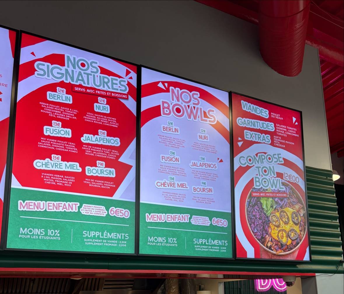 Menu au NURI Doner kebab restaurant, Servon
