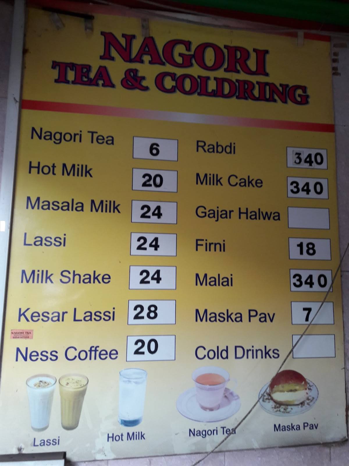 Menu at Nagori Tea And Coldrinks, Mumbai, Shop No-15