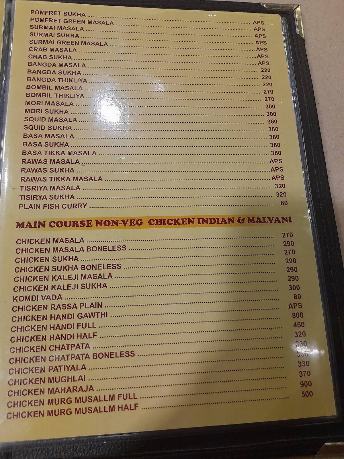 Menu at Namaskar The Family Restaurant, Mumbai, Near