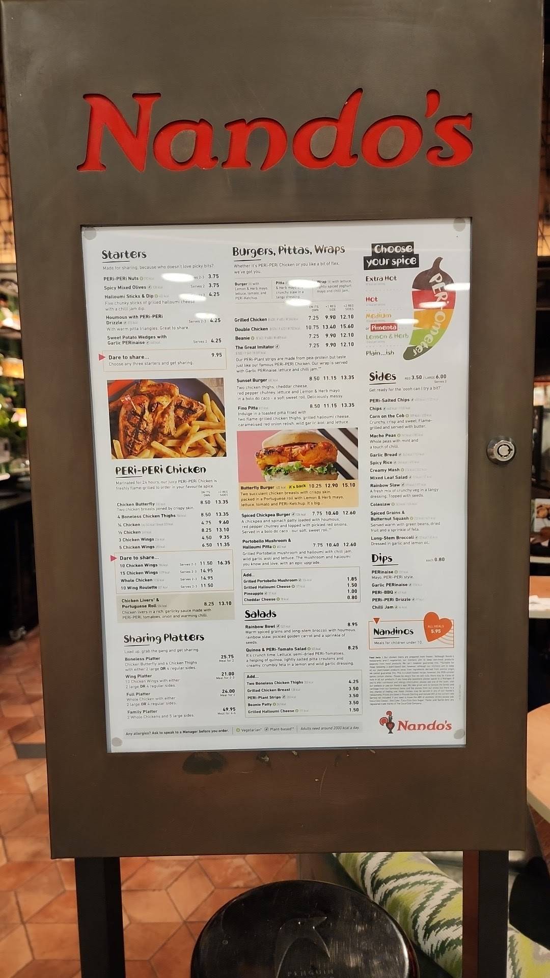 Menu at Nando's Glasgow - St Enoch Mall restaurant, Glasgow