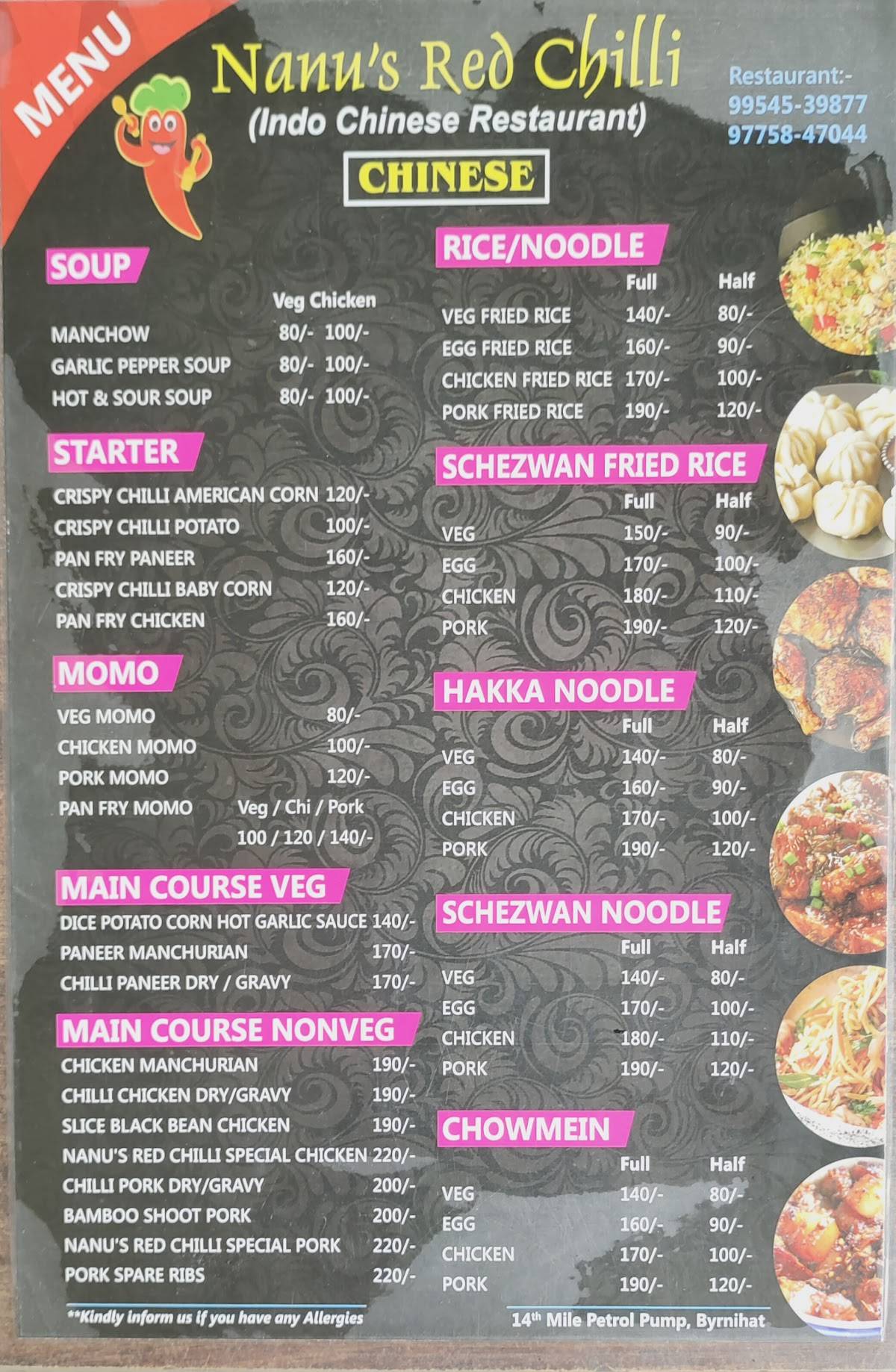 Menu at Nanu's Red Chilli Indo- Chinese Restaurant, Byrnihat