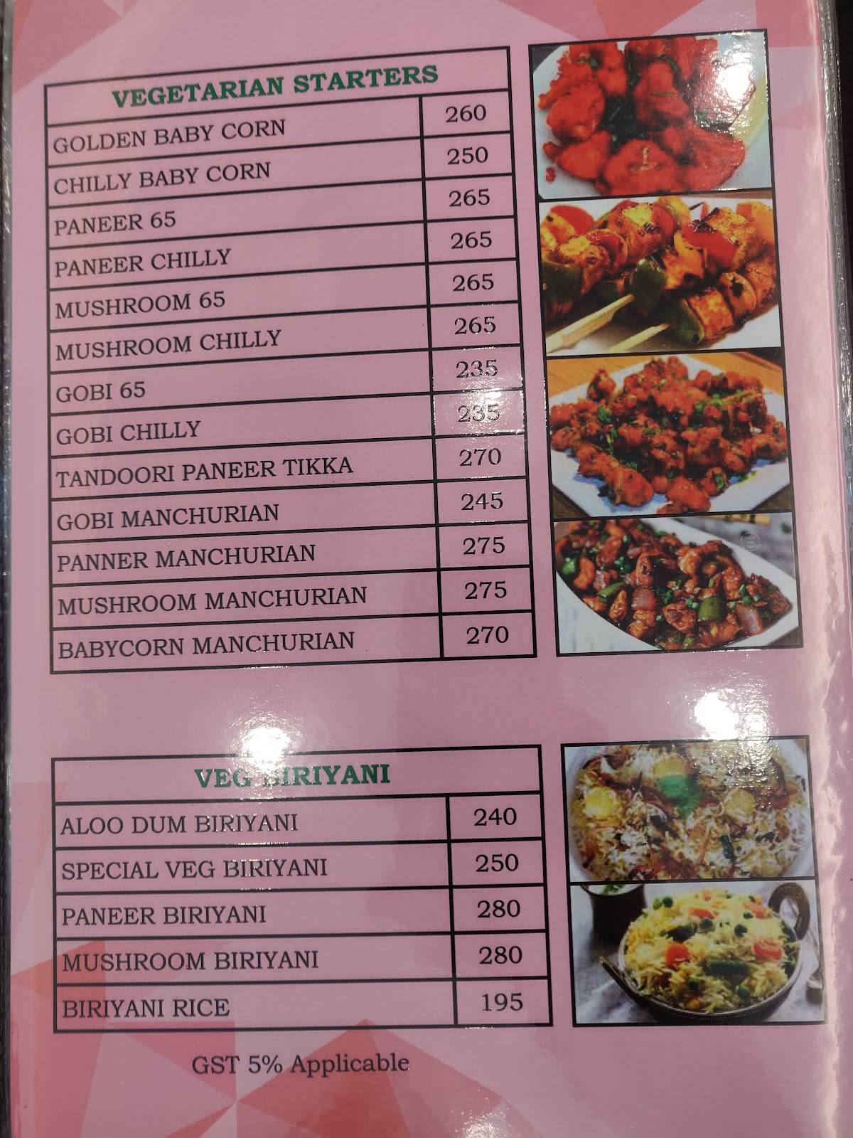 Menu at Narmada Chain Of Restaurant sholinganallur, Chennai
