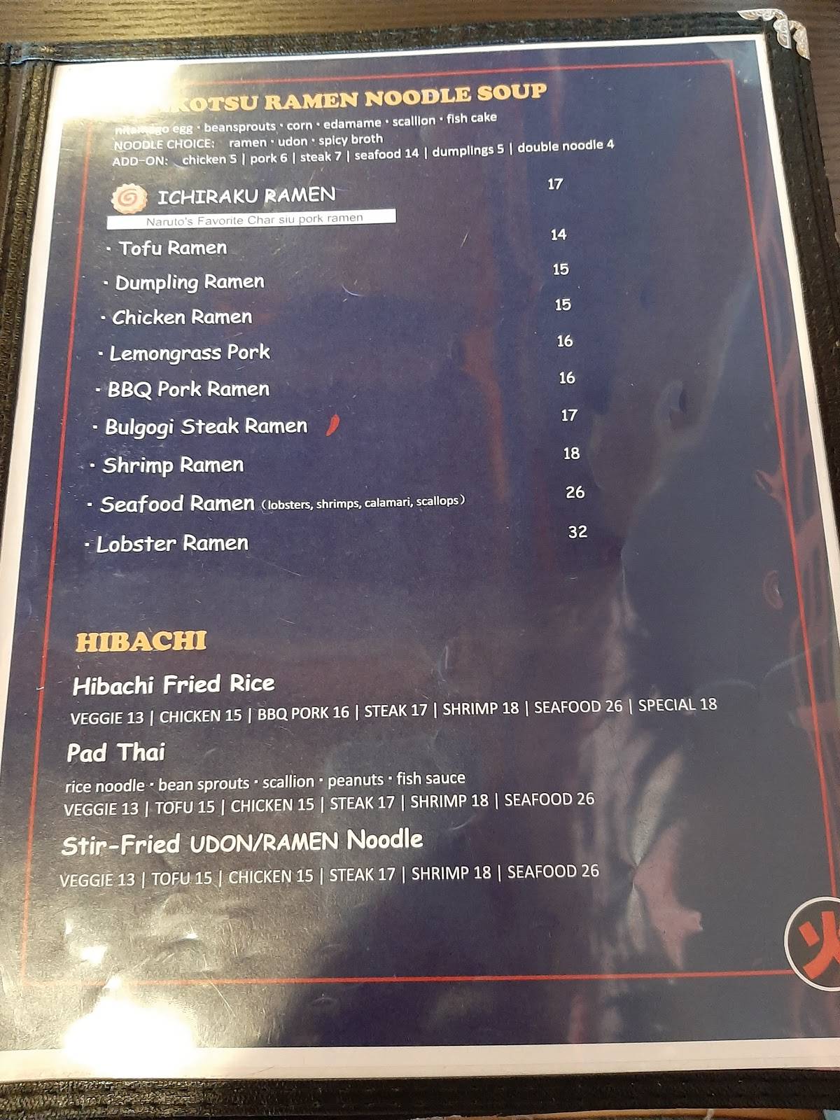 Menu at Naruto 88 Bistro restaurant, Miami