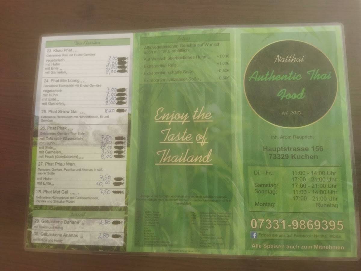 Speisekarte von Natthai-Imbiss restaurant, Kuchen