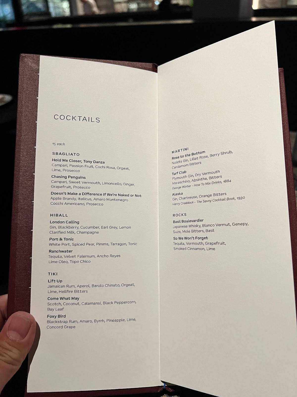Menu at Navy Blue restaurant, Houston