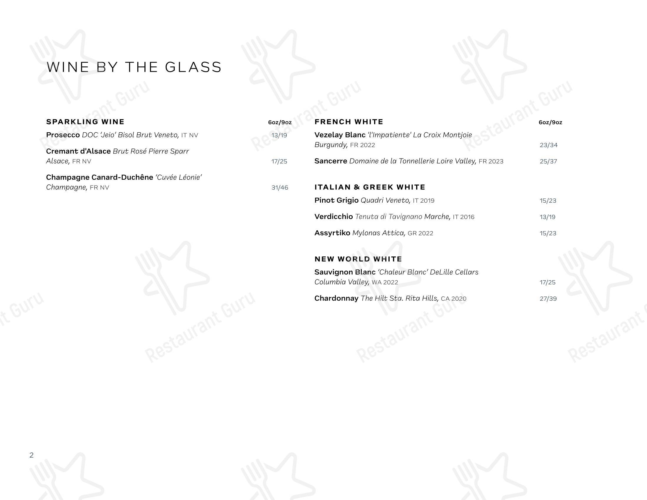 Menu at Navy Blue restaurant, Houston