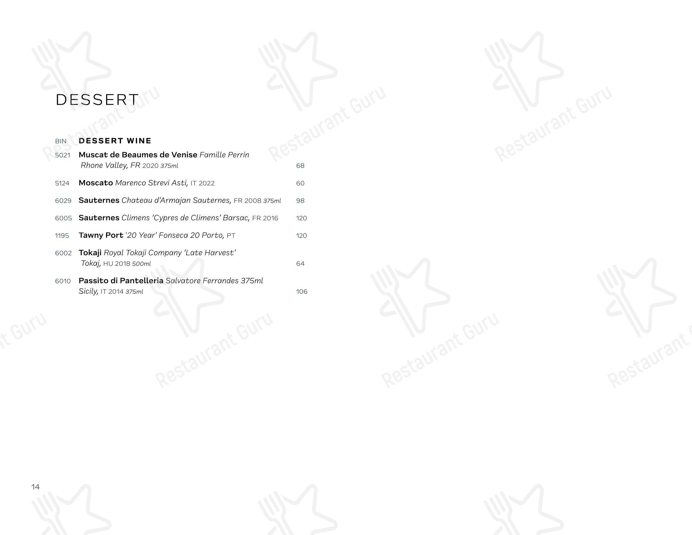Menu at Navy Blue restaurant, Houston