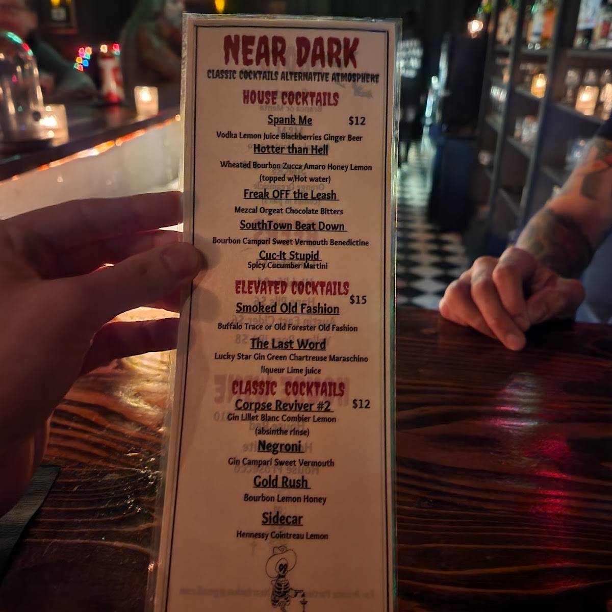 Menu at Near Dark pub & bar, San Antonio