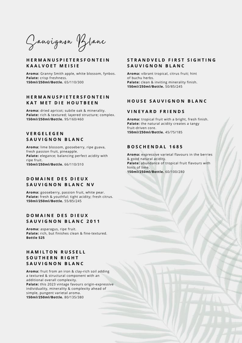 Menu at Neighbourhood Cafe & bar, Durban North