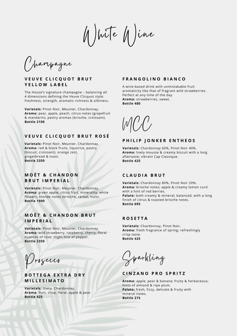 Menu at Neighbourhood Cafe & bar, Durban North