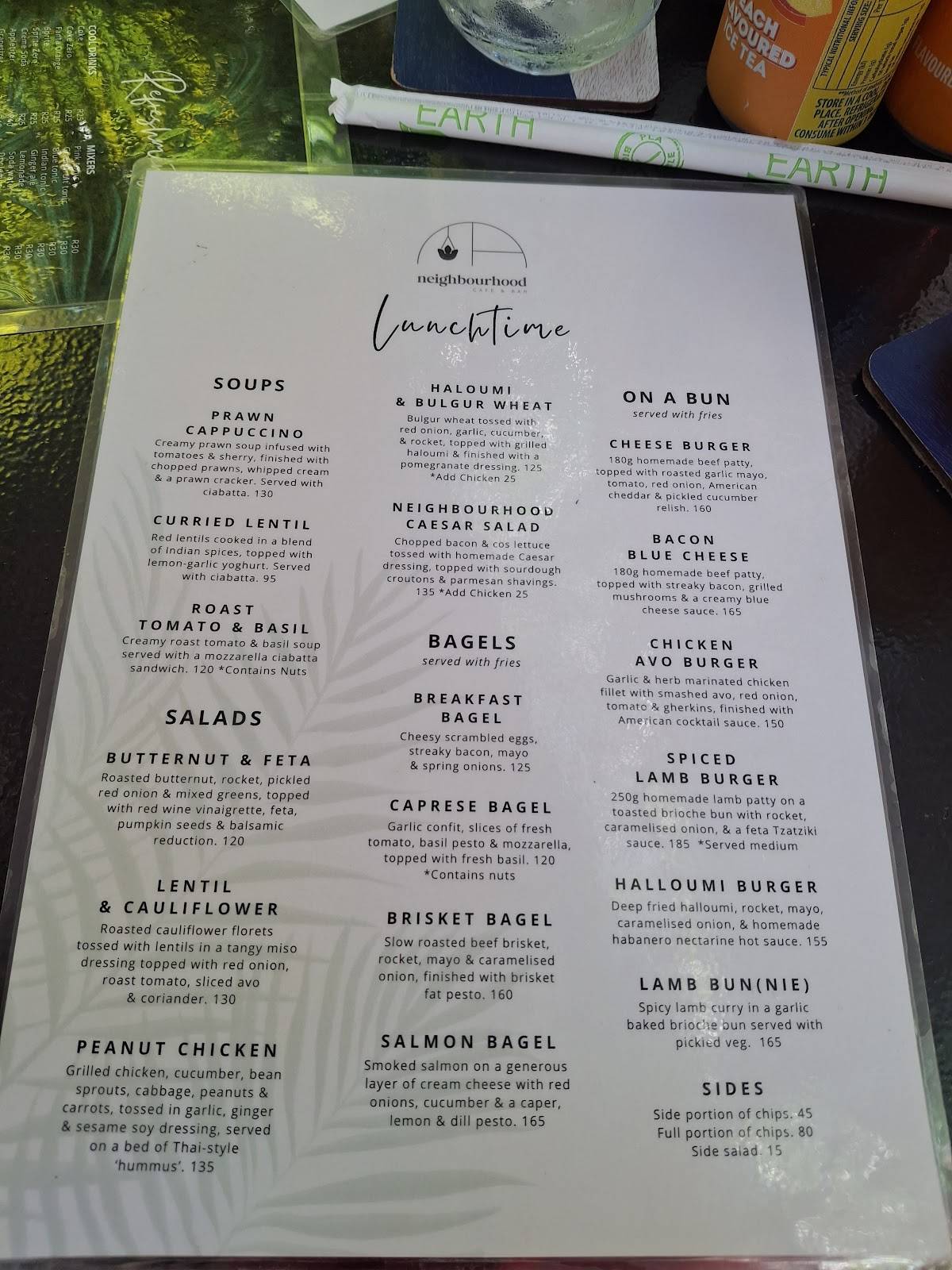 Menu at Neighbourhood Cafe & bar, Durban North