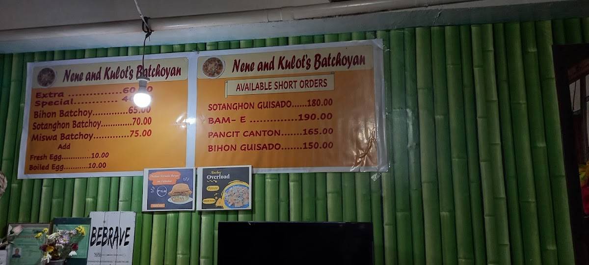 Carta del restaurante Nene and Kulot's Batchoyan, San Joaquin