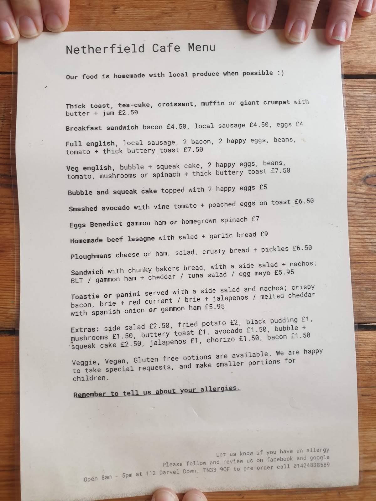 Menu at Netherfield Cafe, Shop + Post Office, Battle