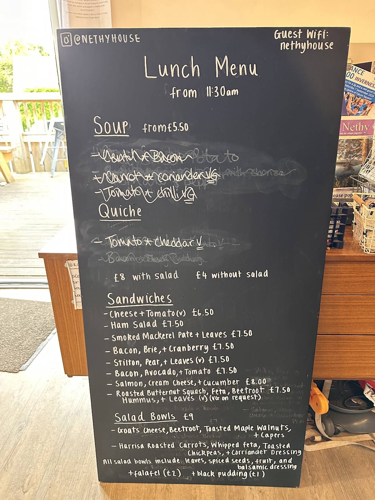 Menu at Nethy House Cafe & Rooms, England