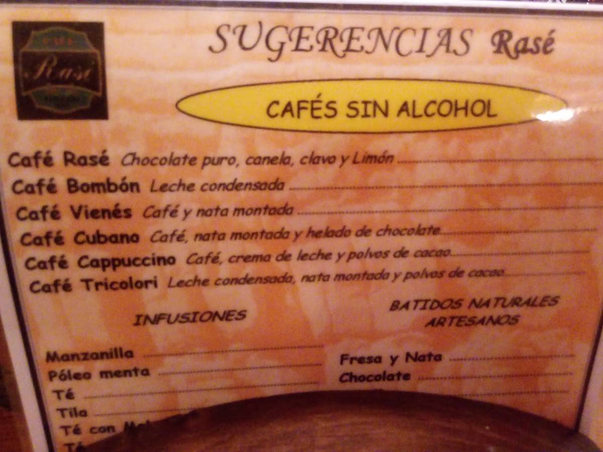Carta de New Café Rasé, Zaragoza, C. de María Zayas Sotomayor