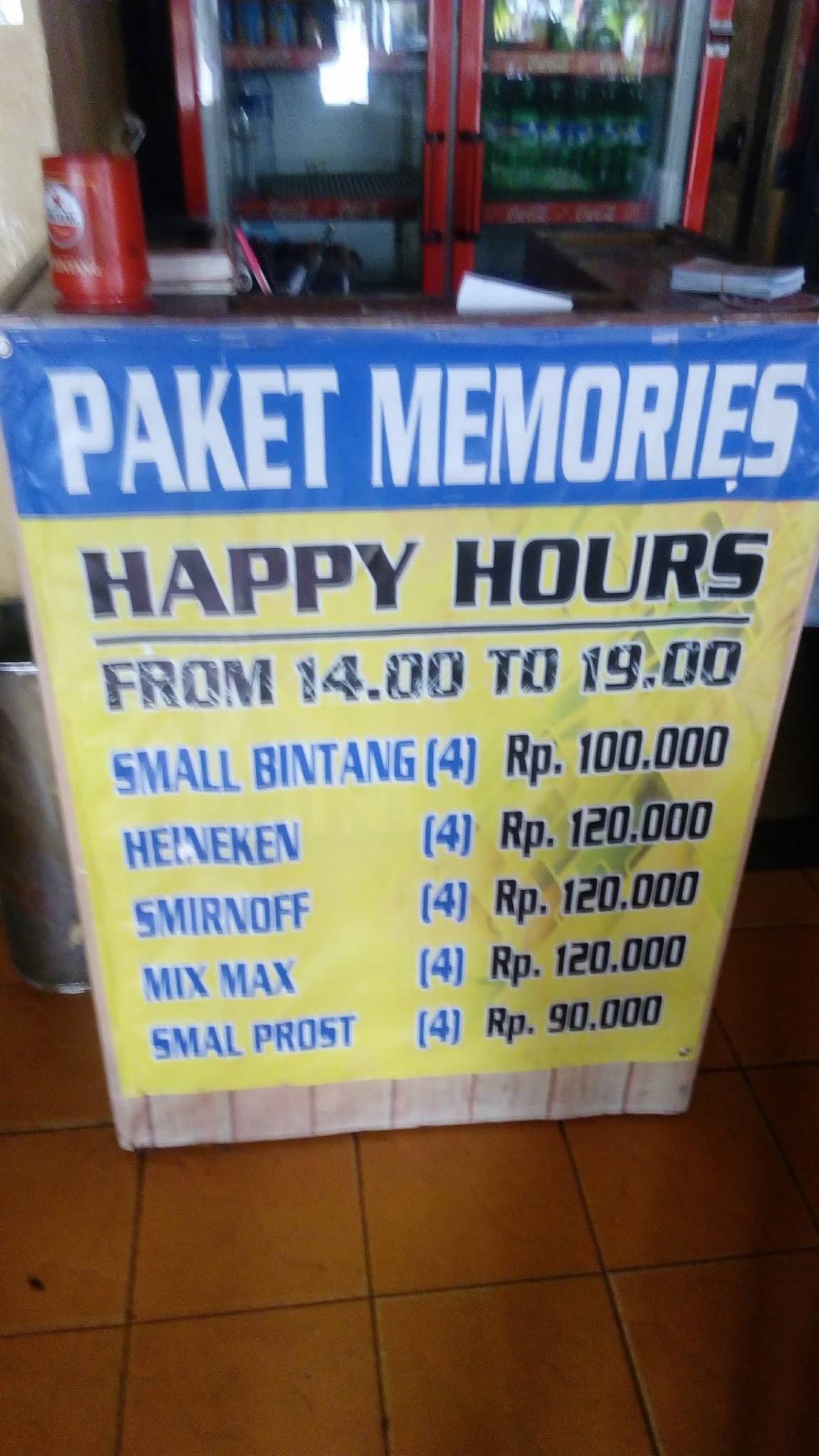 Menu at New Memories Cafe, Jakarta