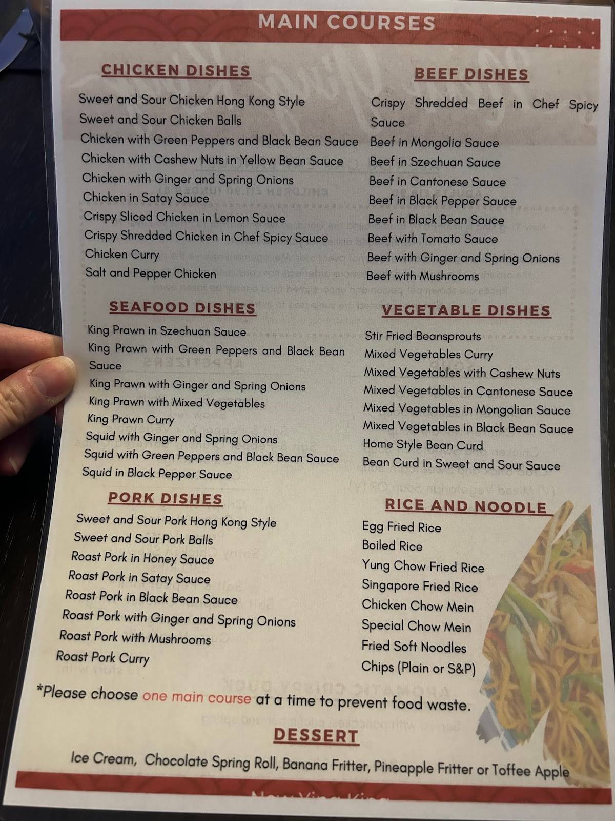 Menu at New Ying King restaurant, Wallasey