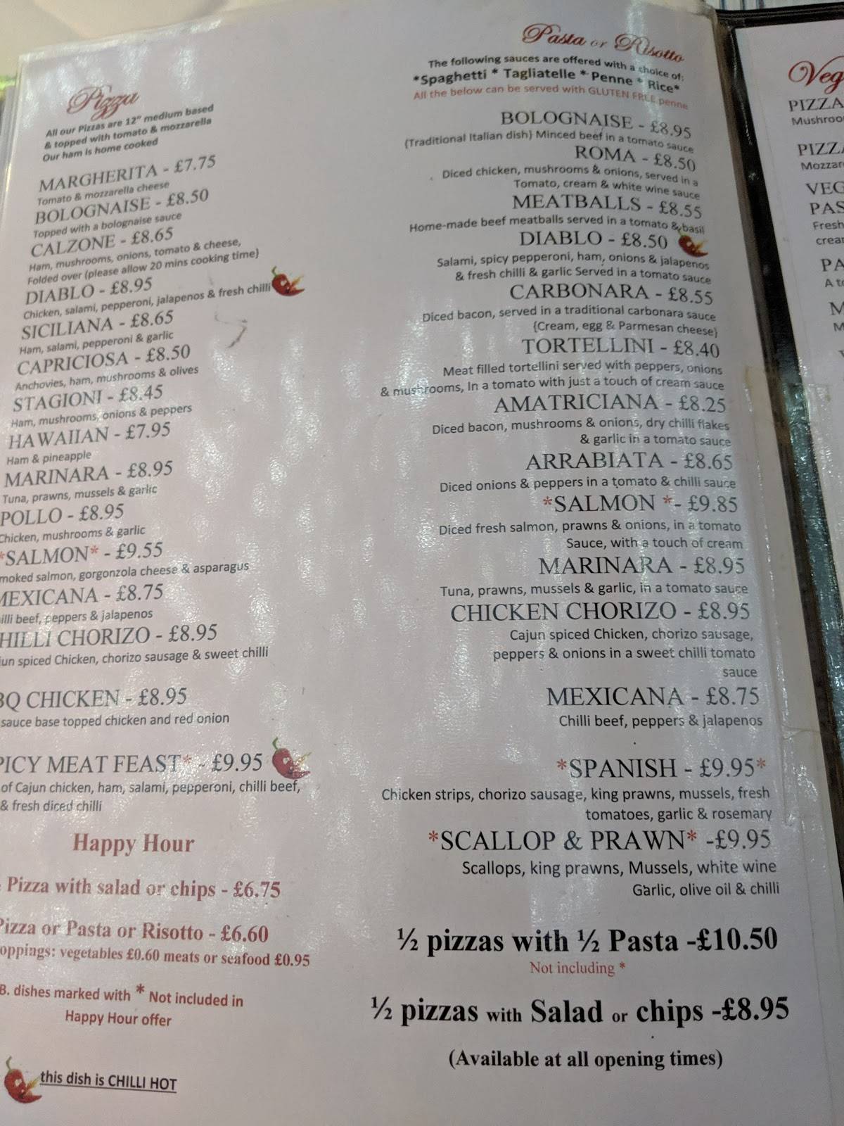 Menu at Puccini Restaurant, Newcastle upon Tyne