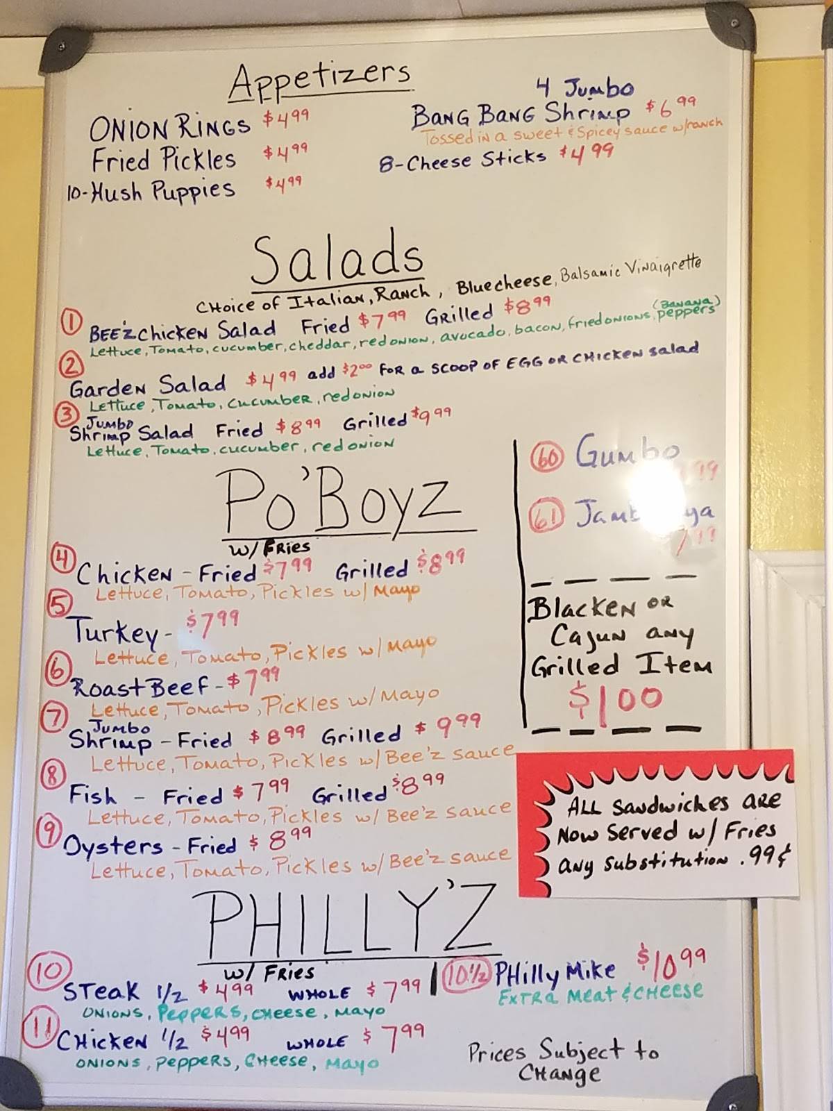Menu at Bee'z Eats restaurant, Newnan