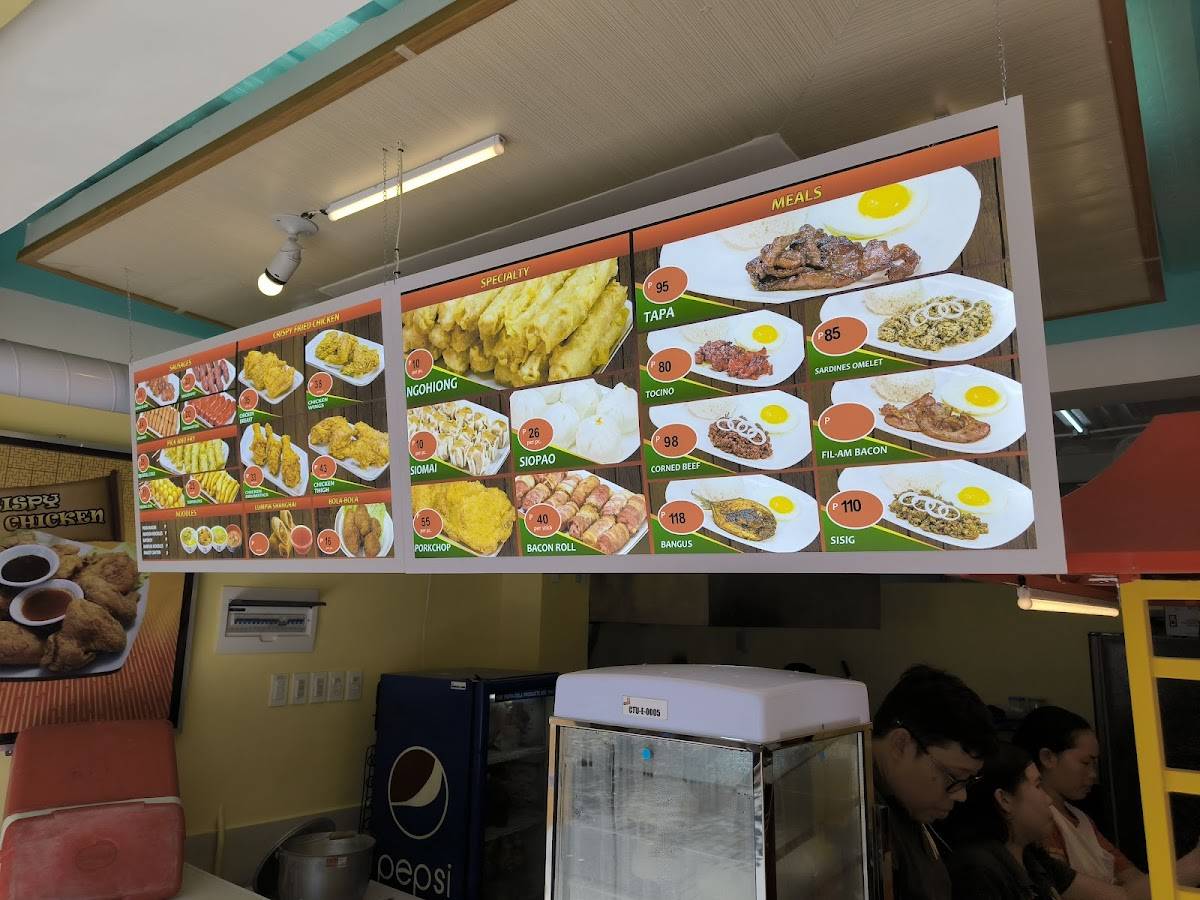Menu at Ngohiong Express restaurant, Cebu City, back of colonade