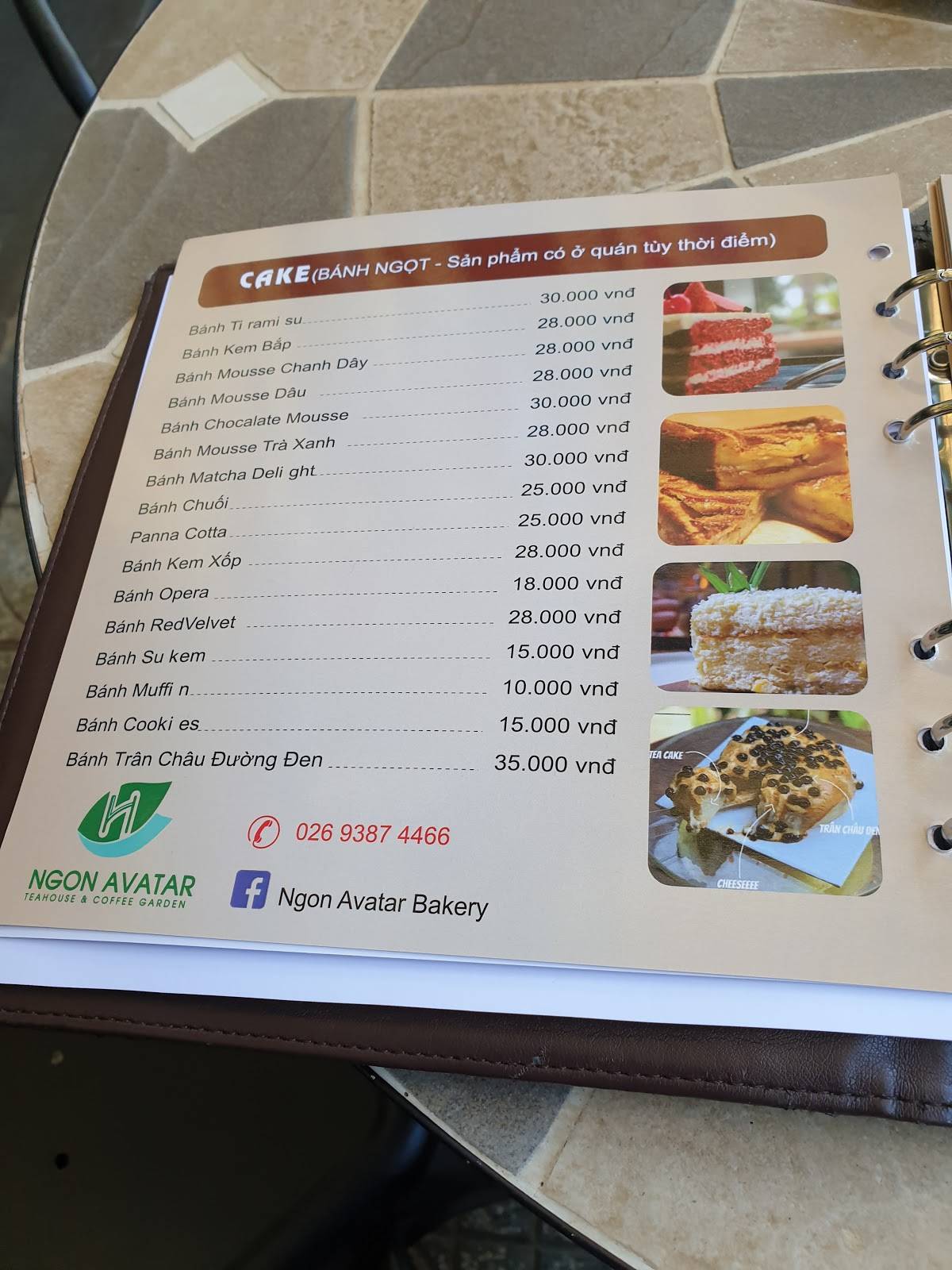 Menu at Ngon Avatar Bakery, Pleiku, 90 Phan Đình Phùng
