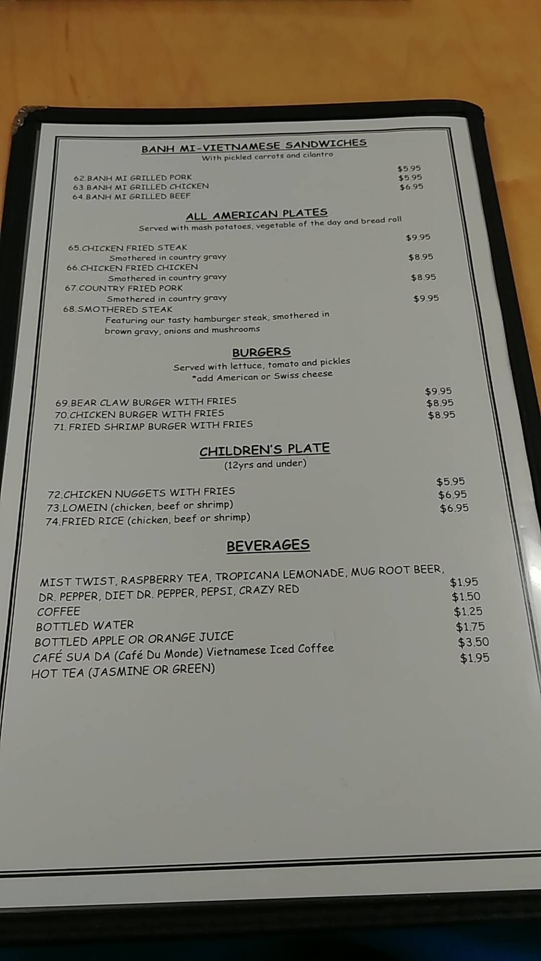 Menu at Ngo's Dine-In restaurant, Rockport