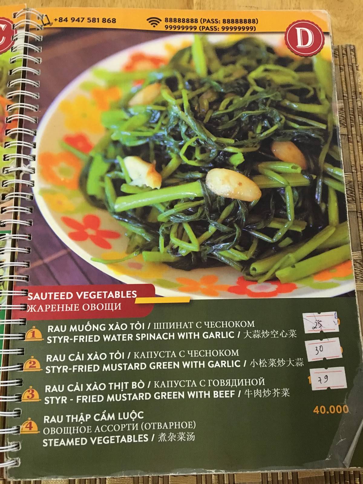 Menu at Nhà Hàng Minh Châu restaurant, Ninh Hòa