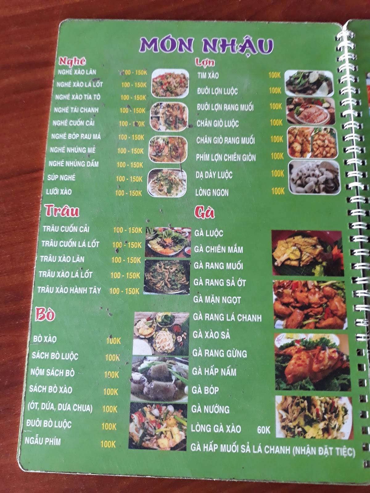 Menu at Nhà hàng Hương Quê Quán restaurant, Vietnam